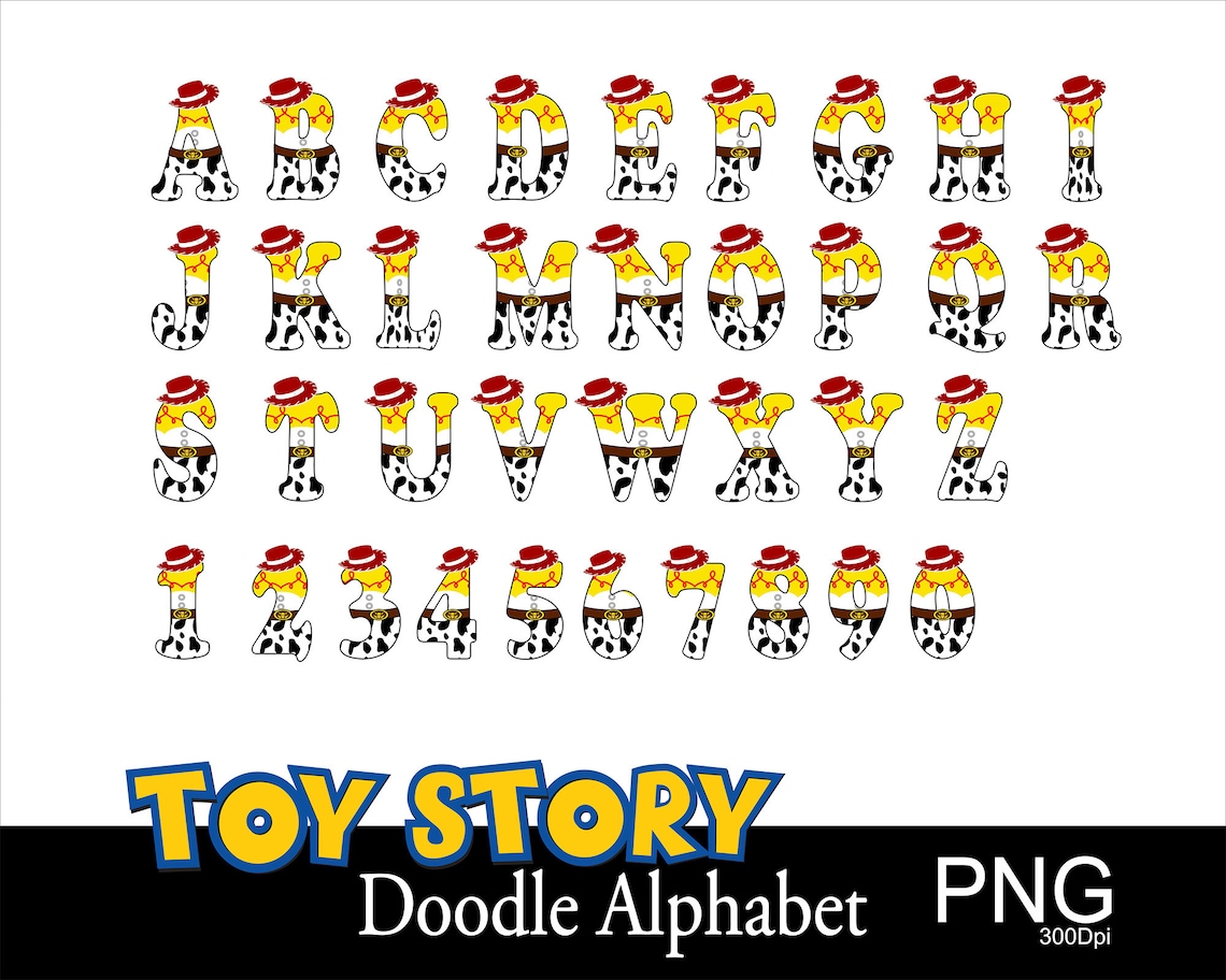 Toy Story Doodle Alphabet BUNDLE 7set Toy Story Letter Png Alphabet Toy ...