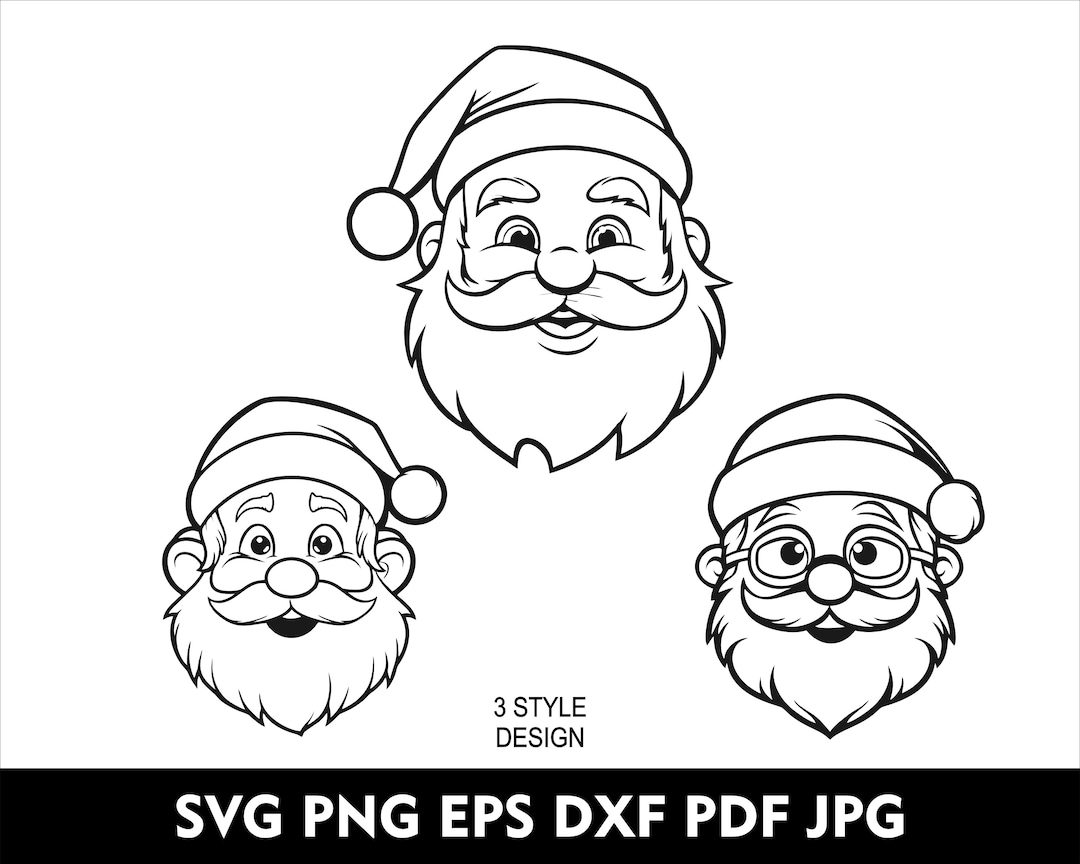 Santa SVG Vintage Santa Face Svg 3 Style Santa Sublimation Vector File ...