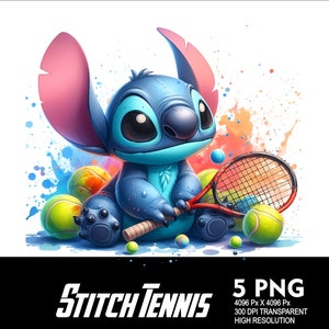 5 PNG Stitch Tennis Splash and Watercolor Transparent PNG File for ...