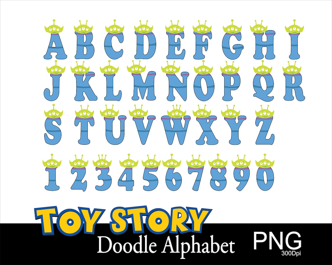 Toy Story Doodle Alphabet BUNDLE 7set Toy Story Letter Png Alphabet Toy ...
