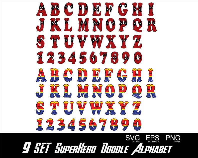 Super Hero Alphabet Svg Png Avanger Super Hero Letters Super Hero ...