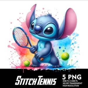 5 PNG Stitch Tennis Splash and Watercolor Transparent PNG File for ...