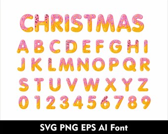 Donut Alphabet Biscuit Color Cartoon Font Glazed Christmas Letters ...