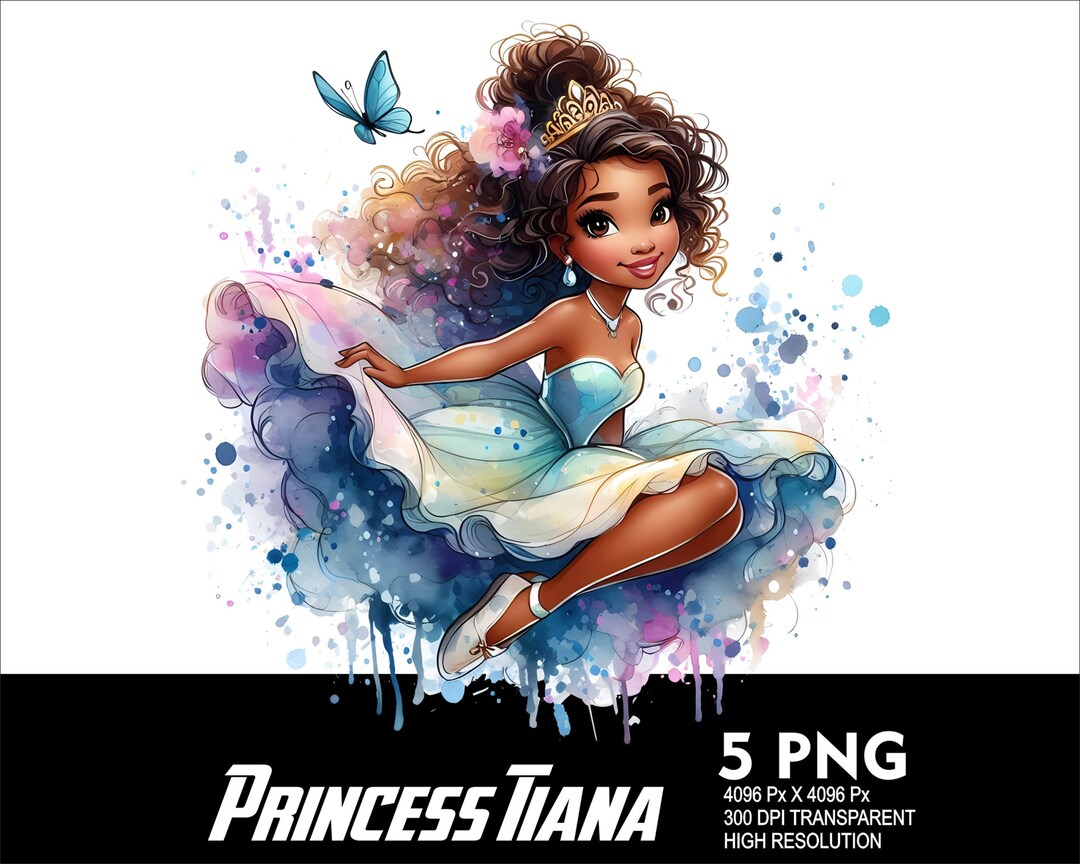 5 PNG Princess Tiana Splash and Watercolor Transparent PNG File for ...