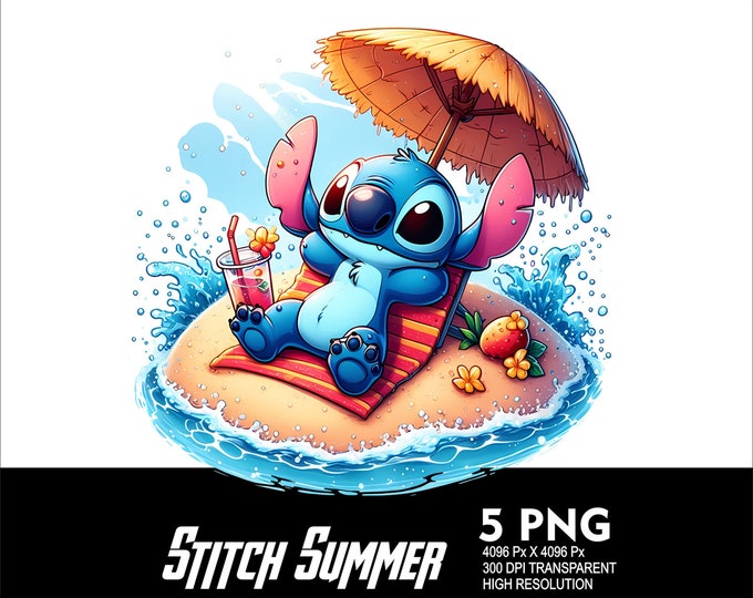 5 PNG Summer Holiday Stitch Splash und Aquarell Transparente PNG-Datei ...