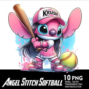 10 PNG Angel Stitch Softball Pink White Splash and Watercolor ...