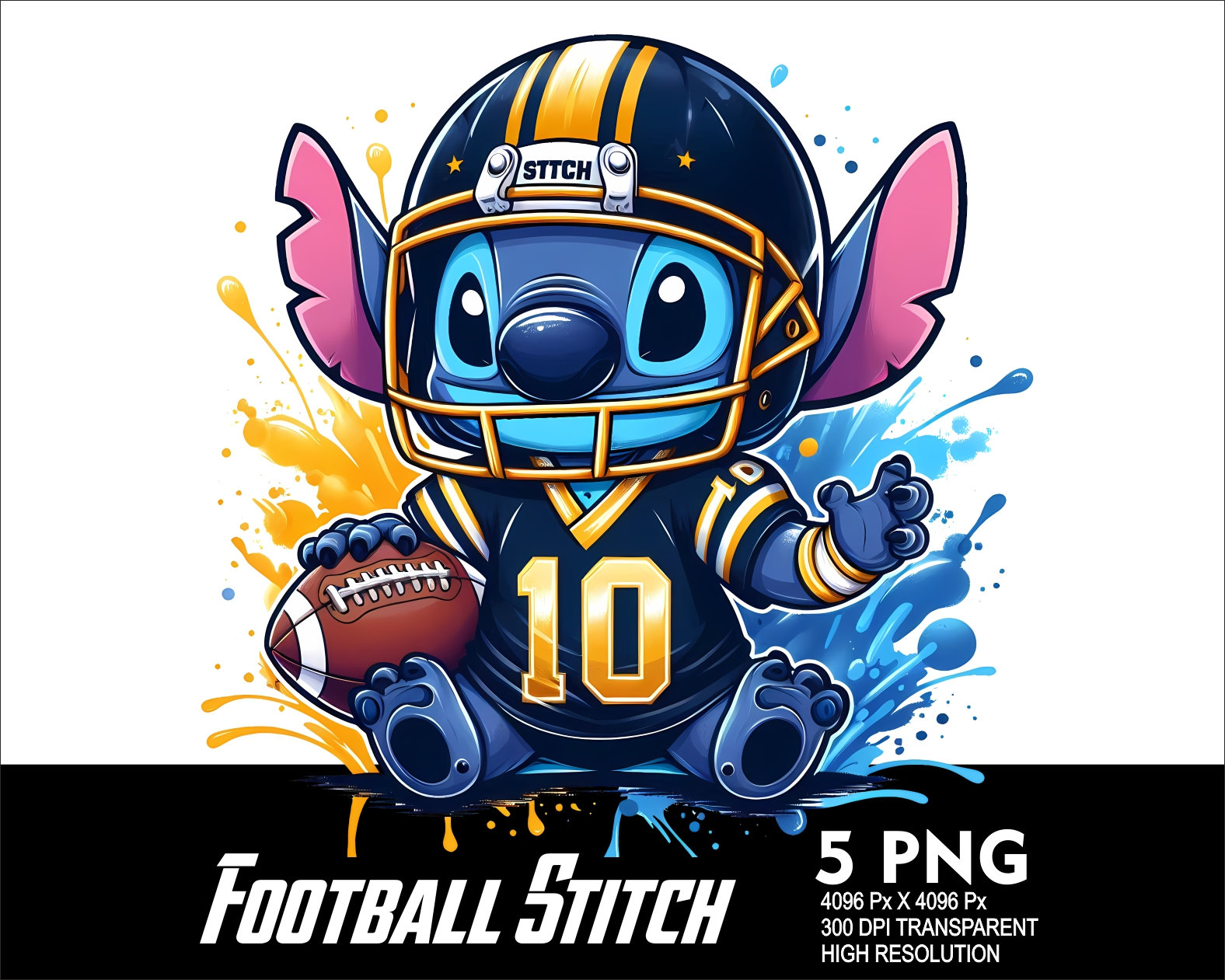 5 PNG Stitch Football Splash and Watercolor Transparent PNG for ...