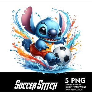 5 PNG Stitch Soccer Splash and Watercolor Transparent PNG File for ...