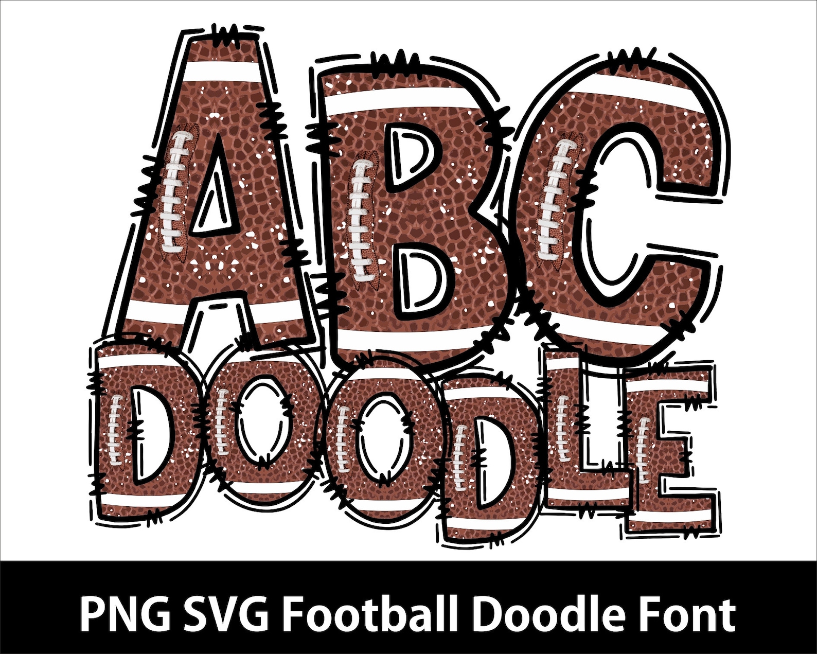 American Football PNG SVG Font Football Letters PNG Football Doodle Png ...