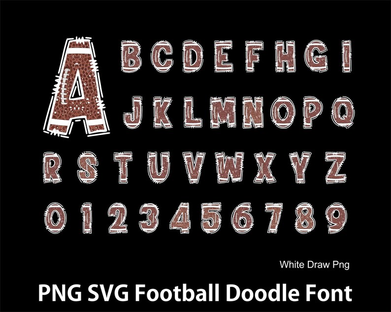 American Football PNG SVG Font Football Letters PNG Football Doodle Png ...