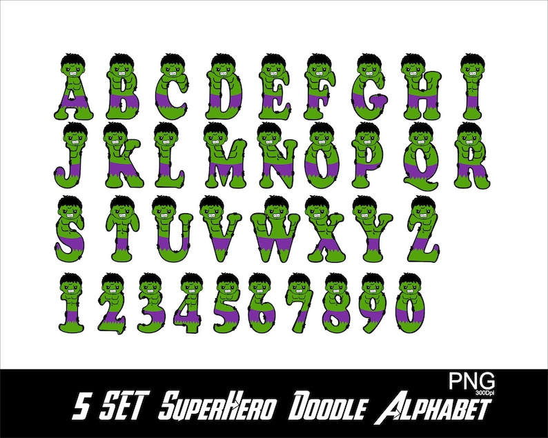 Super Hero Alphabet PNG Avanger Font Super Hero Letter Hero Doodle PNG ...