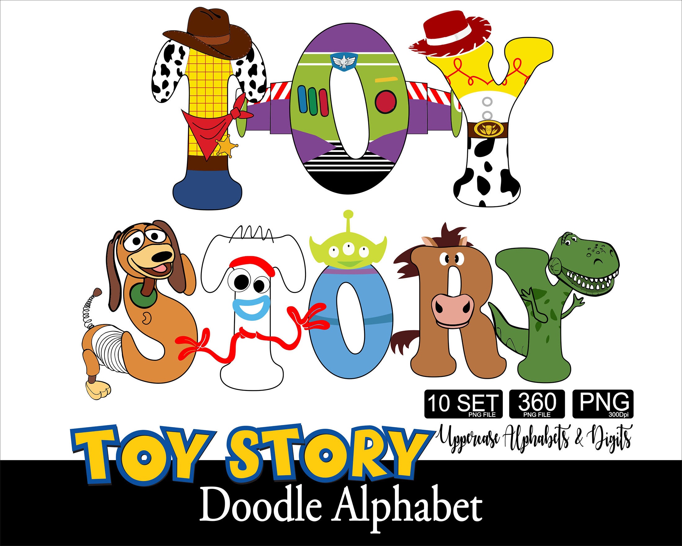 10set Toy Story Alphabet BUNDLE Toy Story Letter Png Alphabet Toy Story ...