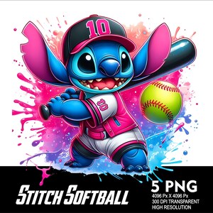 5 PNG Stitch Softball Pink Black 10 Splash and Watercolor Transparent ...