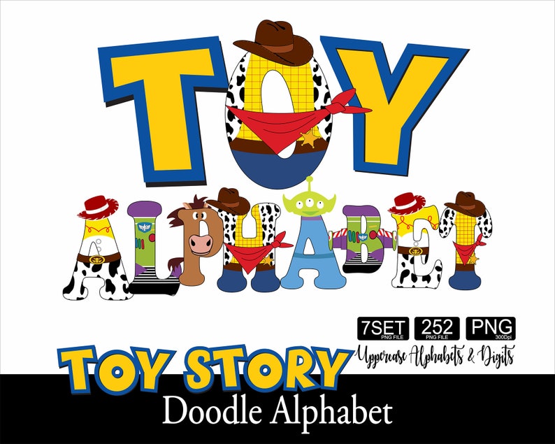 Toy Story Doodle Alphabet BUNDLE 7set Toy Story Letter Png Alphabet Toy ...