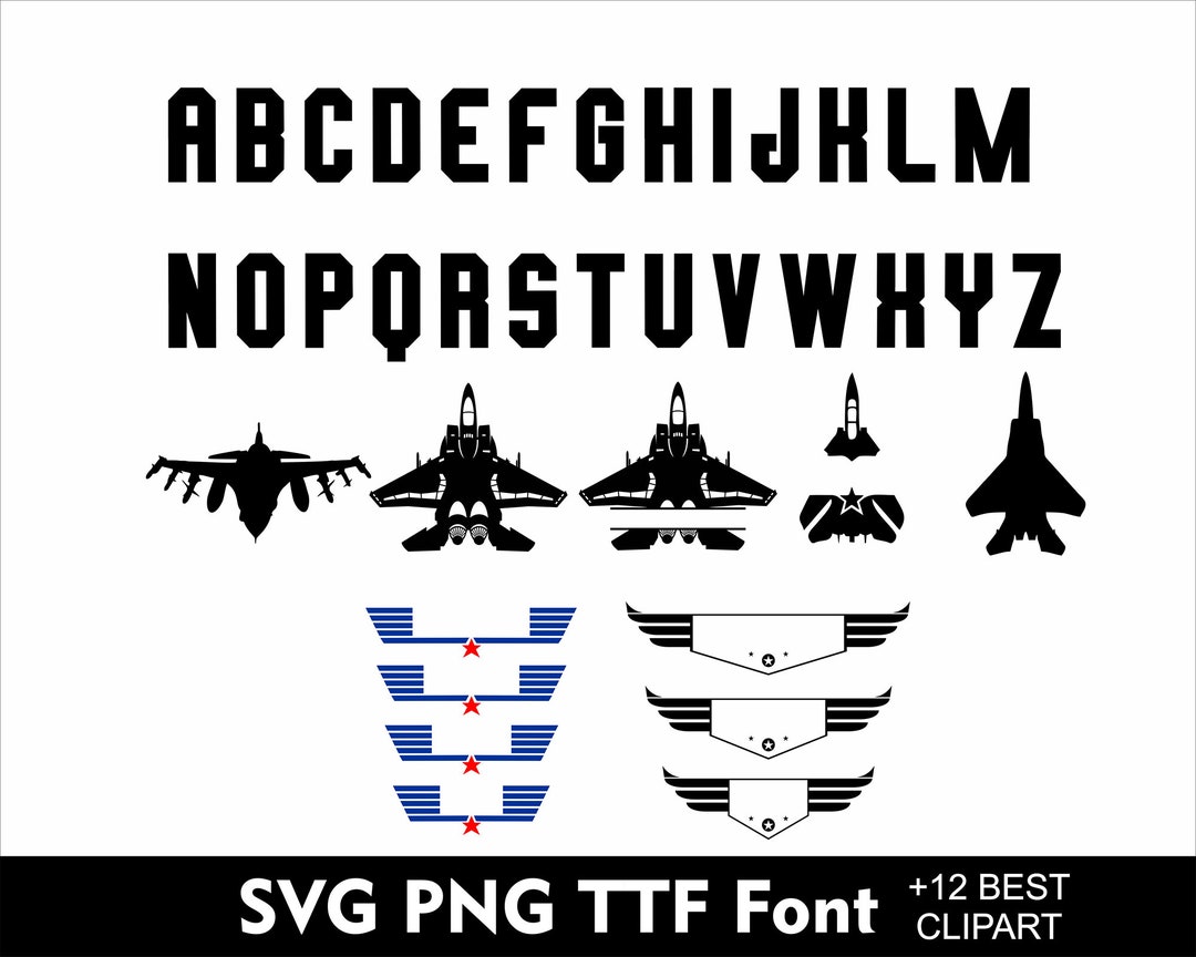 Fighter Jet Alphabet SVG Top Jet Font Navy Alphabet Navy Jets Letters ...
