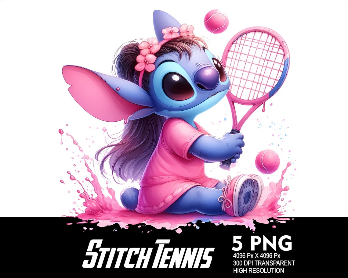5 PNG Girl Stitch Tennis Splash and Watercolor Transparent PNG File for ...