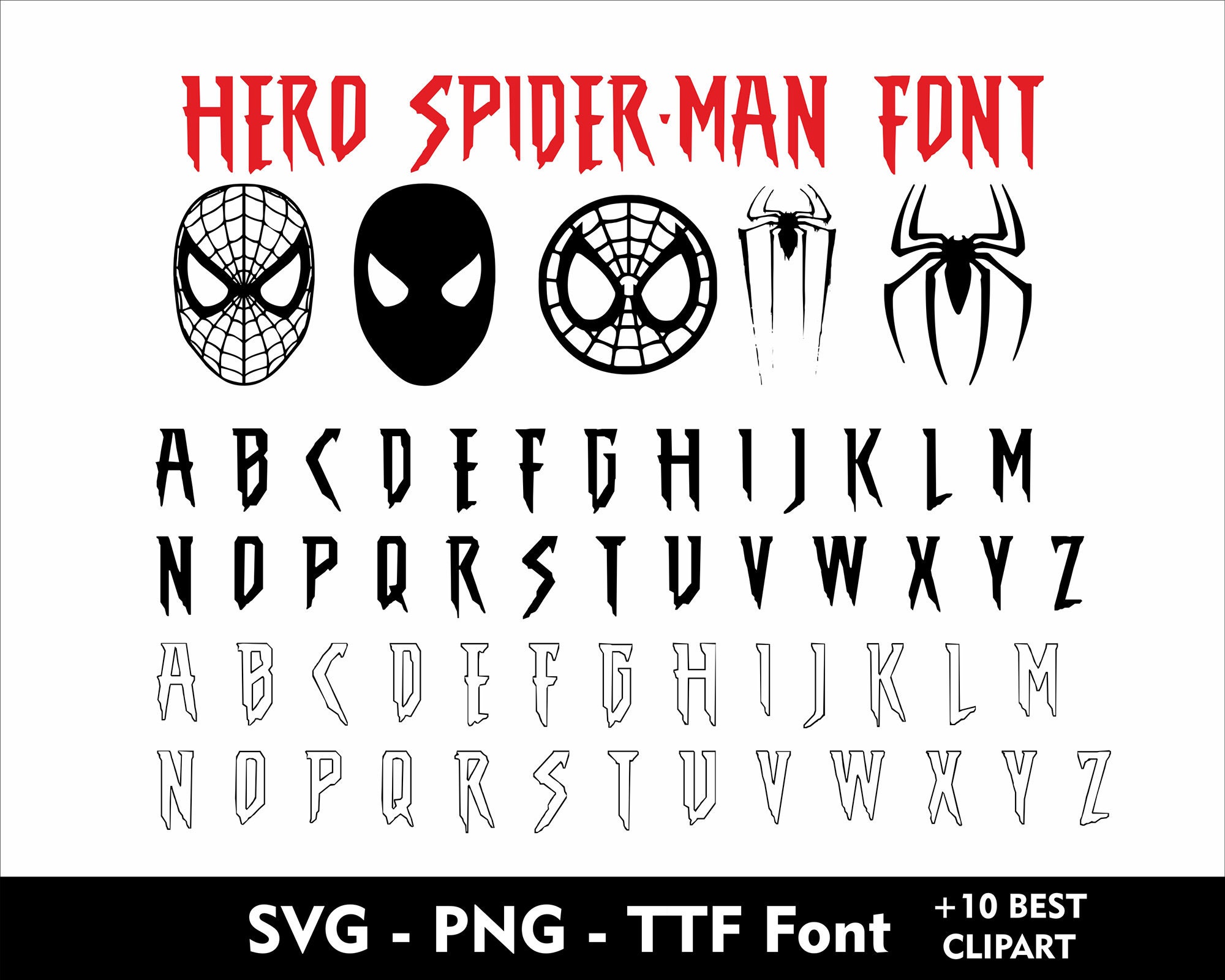 Hero Spider-man Font Spider Clipart Font SVG for Cricut Spider-man Alphabet Spider Letter Svg ...