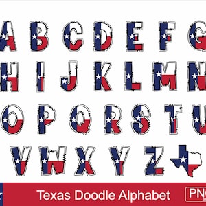 Texas Letters PNG Texas Alphabet Texas Doodle PNG Sublimation Font ...