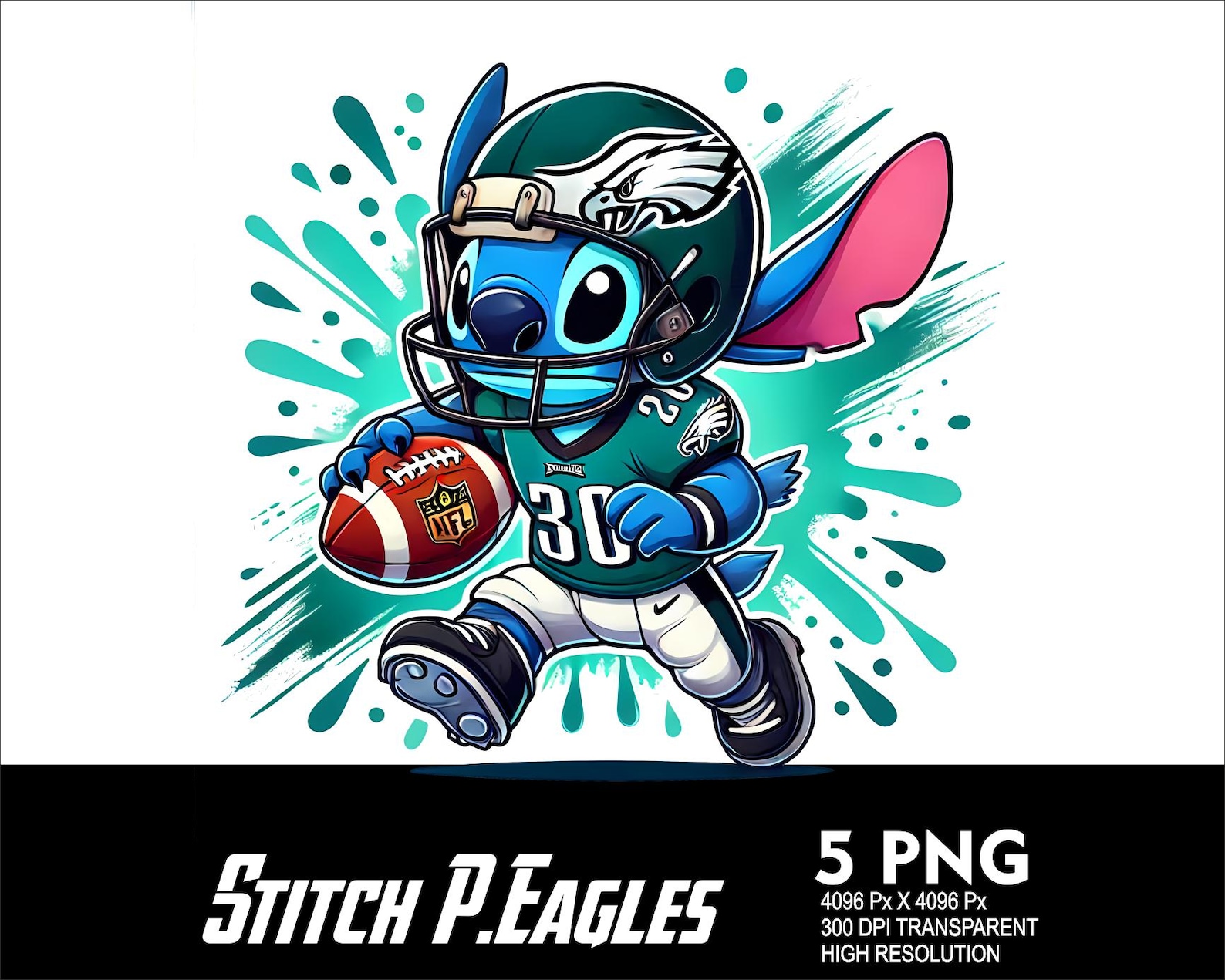 5 PNG Stitch Football P Eagles Splash Watercolor Transparent PNG for ...
