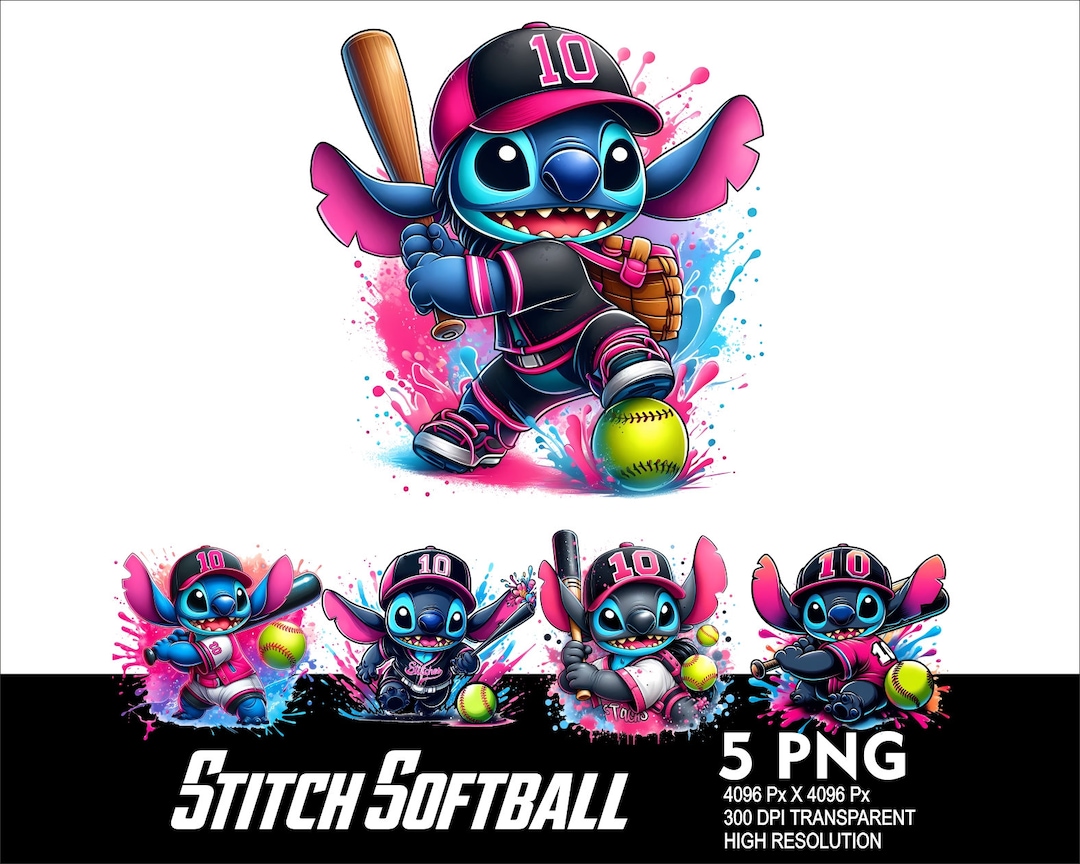 5 PNG Stitch Softball Pink Black 10 Splash and Watercolor Transparent ...