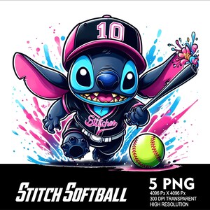 5 PNG Stitch Softball Pink Black 10 Splash and Watercolor Transparent ...