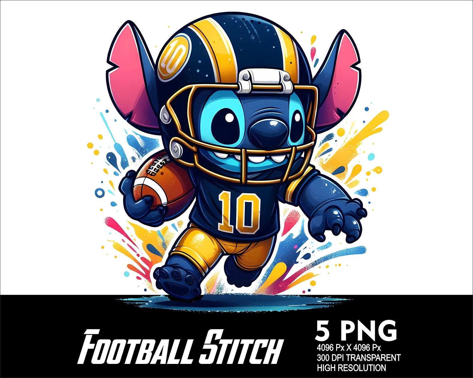 5 PNG Stitch Football Splash and Watercolor Transparent PNG for ...