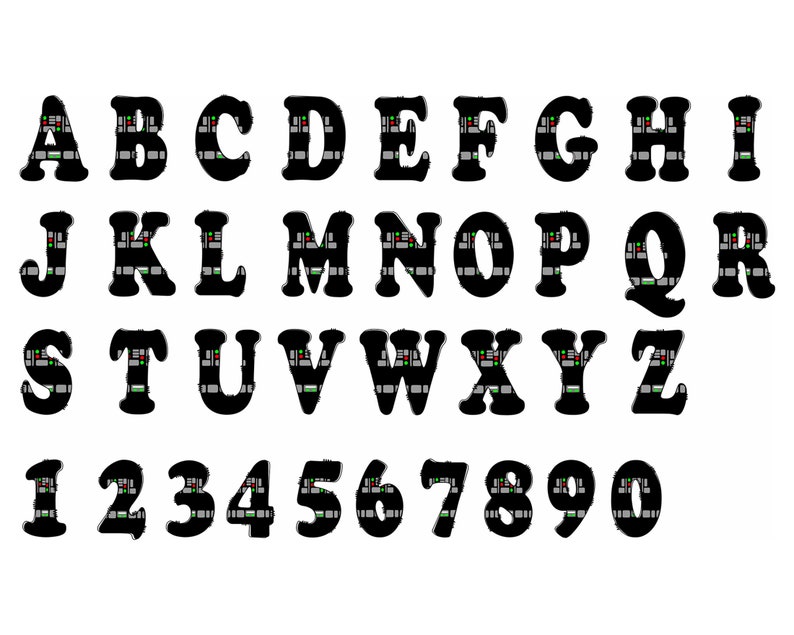Star Wars Doodle Alphabet BUNDLE 4 Full Set Png Darth Vader Font Jedi ...