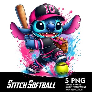 5 PNG Stitch Softball Pink Black 10 Splash and Watercolor Transparent ...