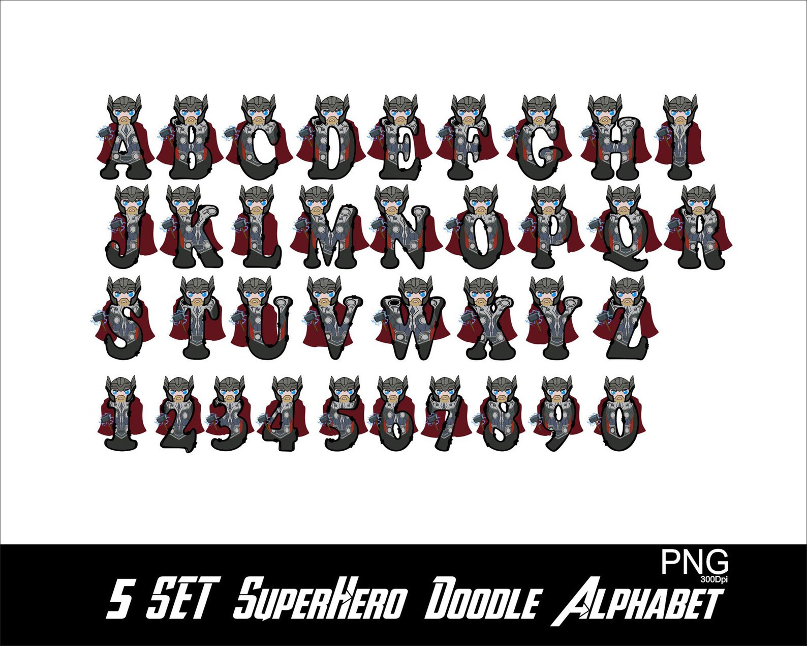 Super Hero Alphabet PNG Avanger Font Super Hero Letter Hero Doodle PNG ...