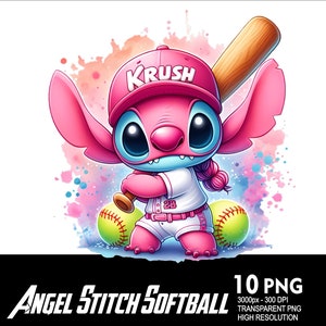 10 PNG Angel Stitch Softball Pink White Splash and Watercolor ...