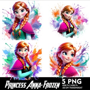 5 PNG Princess Anna Splash and Watercolor Transparent PNG File for ...