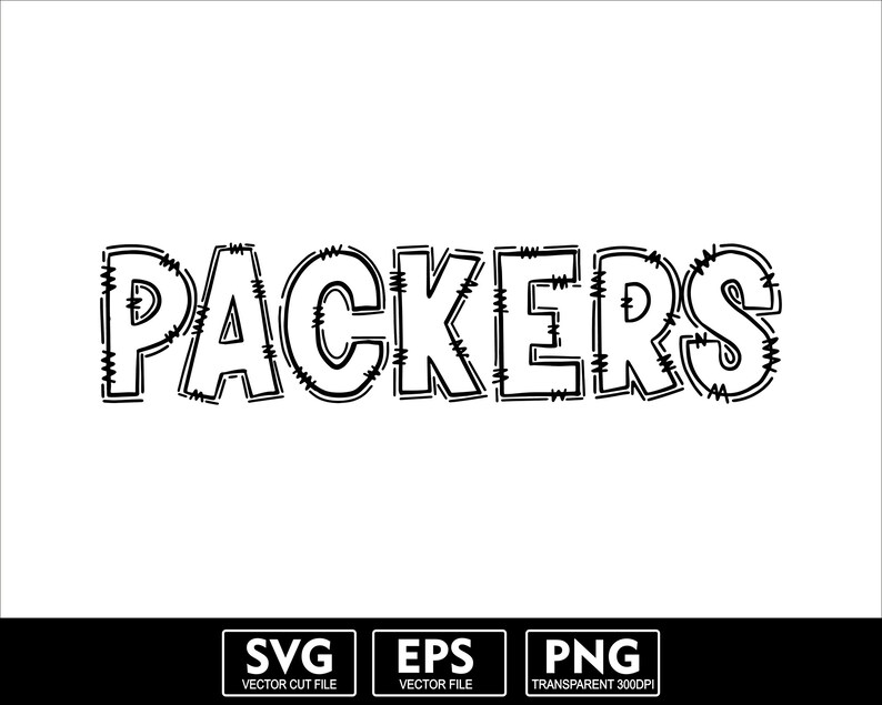 PACKERS Doodle Letters Hand Draw Letters Transparent Background Vector ...