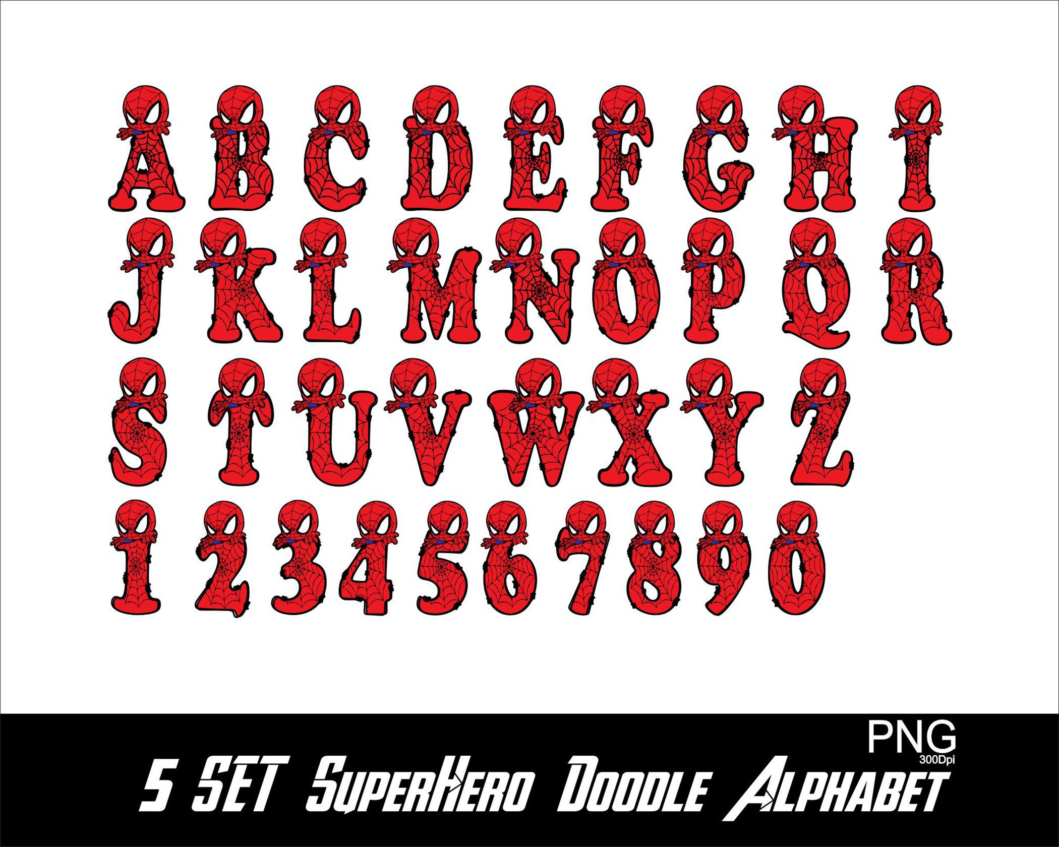 Super Hero Alphabet PNG Avanger Font Super Hero Letter Hero Doodle PNG ...