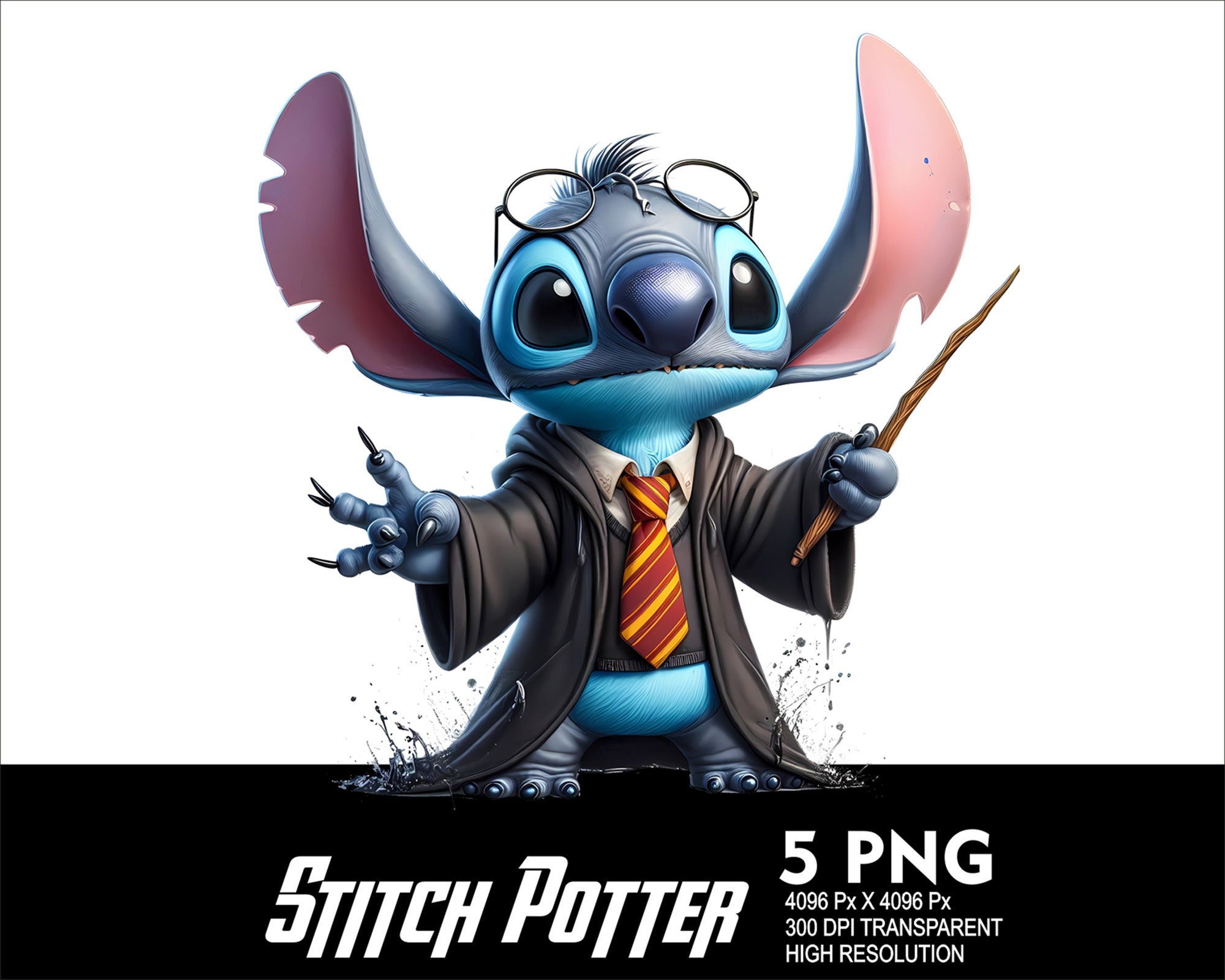 5 PNG Stitch Potter Splash and Watercolor Transparent PNG File for ...