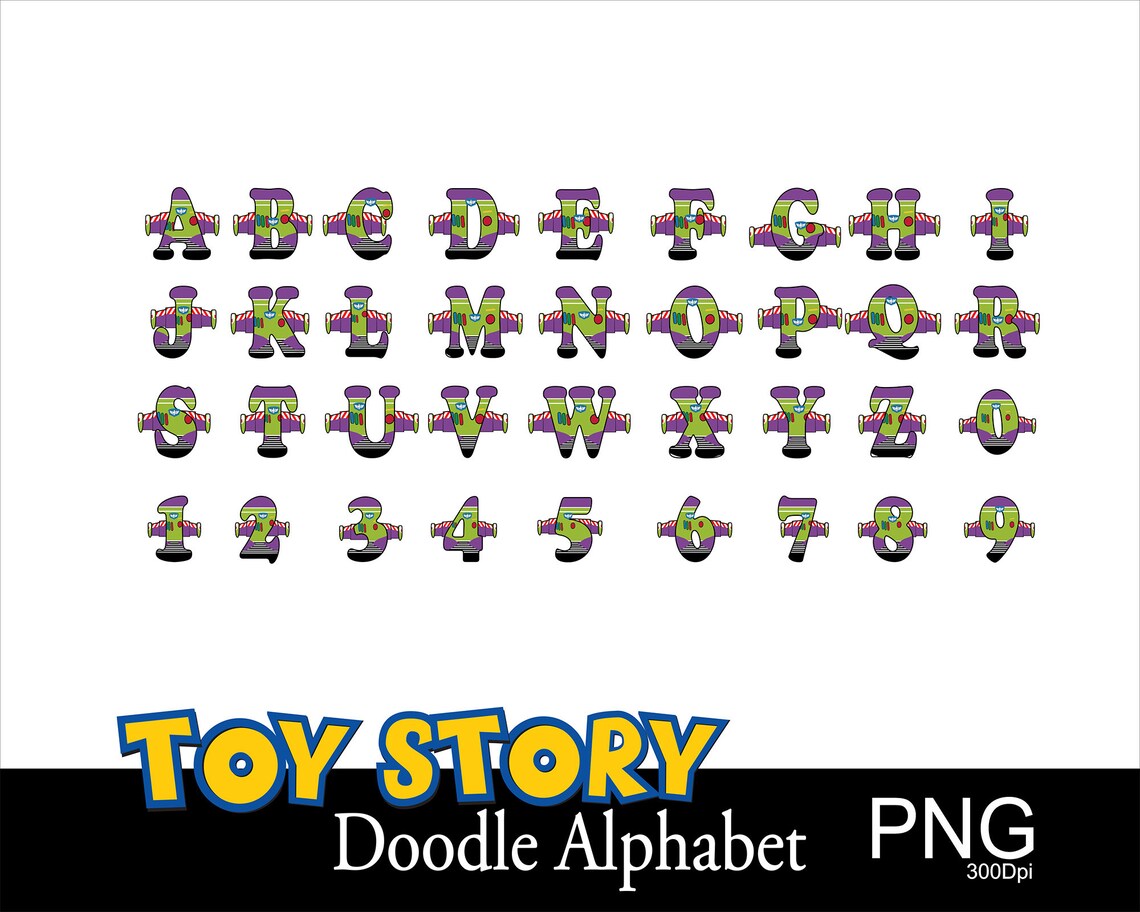 Toy Story Doodle Alphabet BUNDLE 7set Toy Story Letter Png Alphabet Toy ...