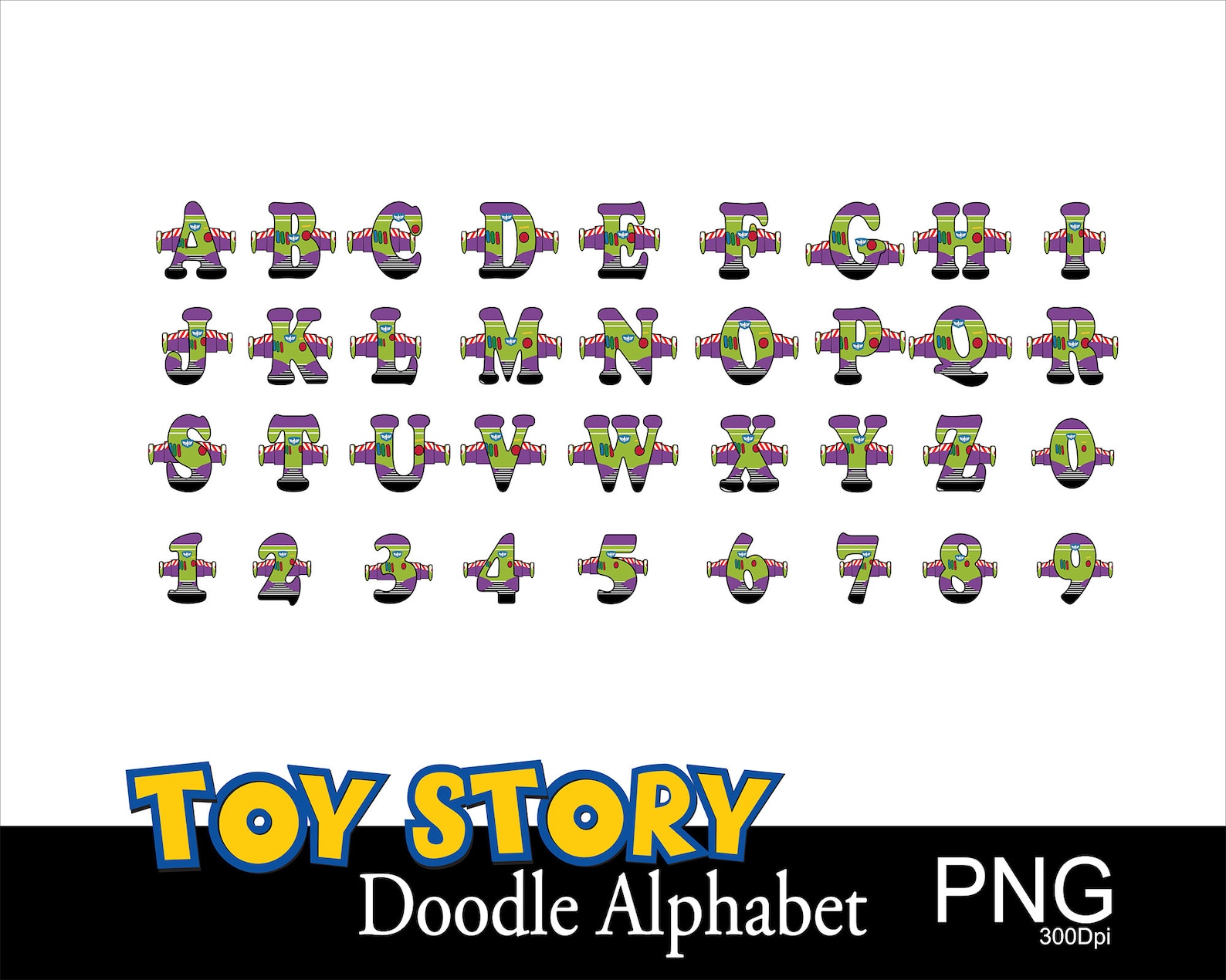 Toy Story Doodle Alphabet BUNDLE 7set Toy Story Letter Png Alphabet Toy ...