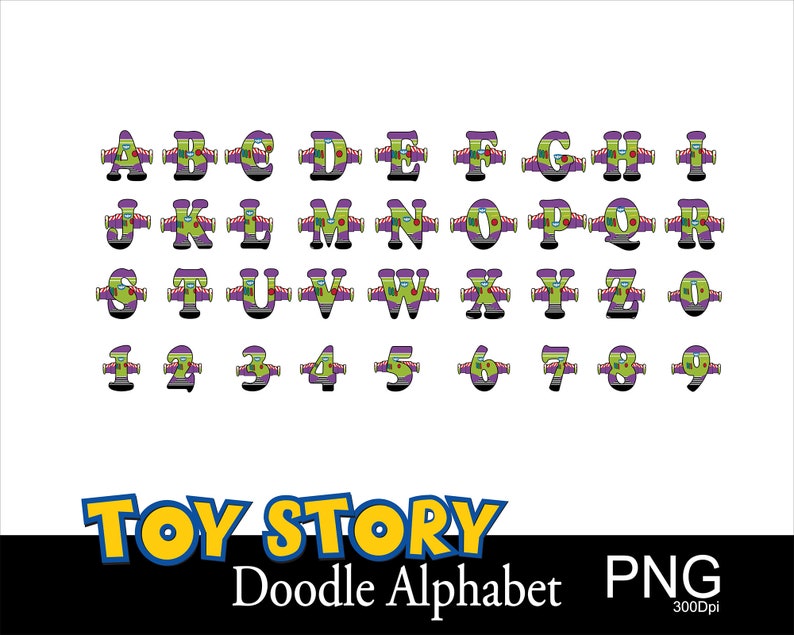 Toy Story Doodle Alphabet BUNDLE 7set Toy Story Letter Png Alphabet Toy ...