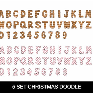 Christmas Doodle Png Svg Font Bundle 5 Set Letters Santa Font Elf Font ...