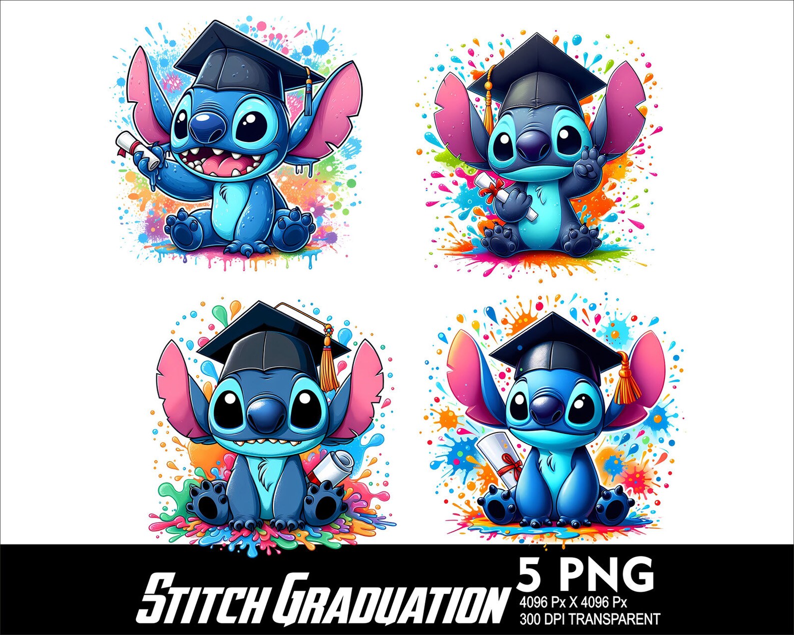 5 PNG Stitch Grad Splash and Watercolor Transparent PNG File for ...