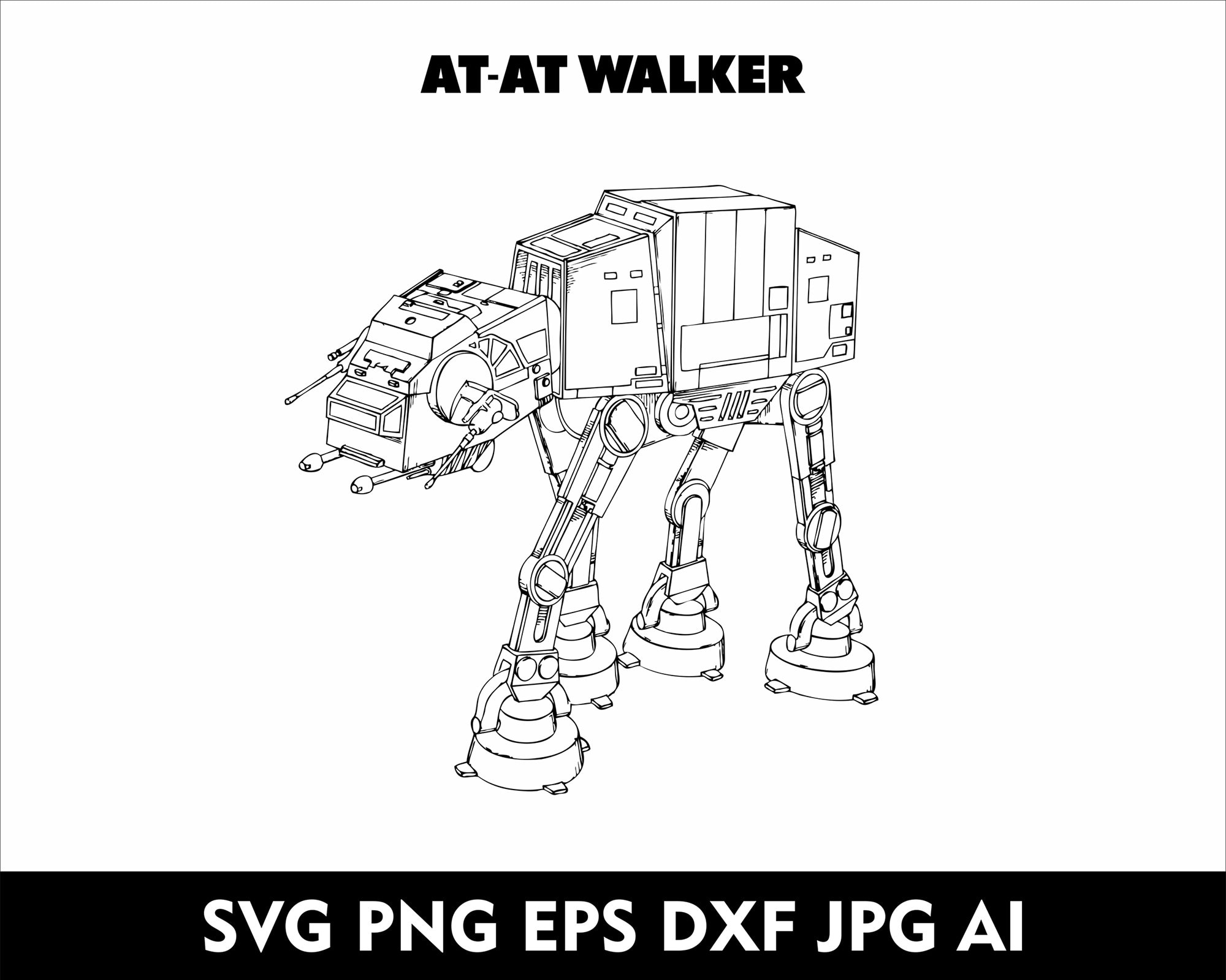 Star Wars AT-AT Walker SVG Star Wars Ships Vector Plans Svg Eps Dxf Png ...