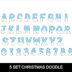 Christmas Doodle Png Svg Font Bundle 5 Set Letters Santa Font Elf Font ...