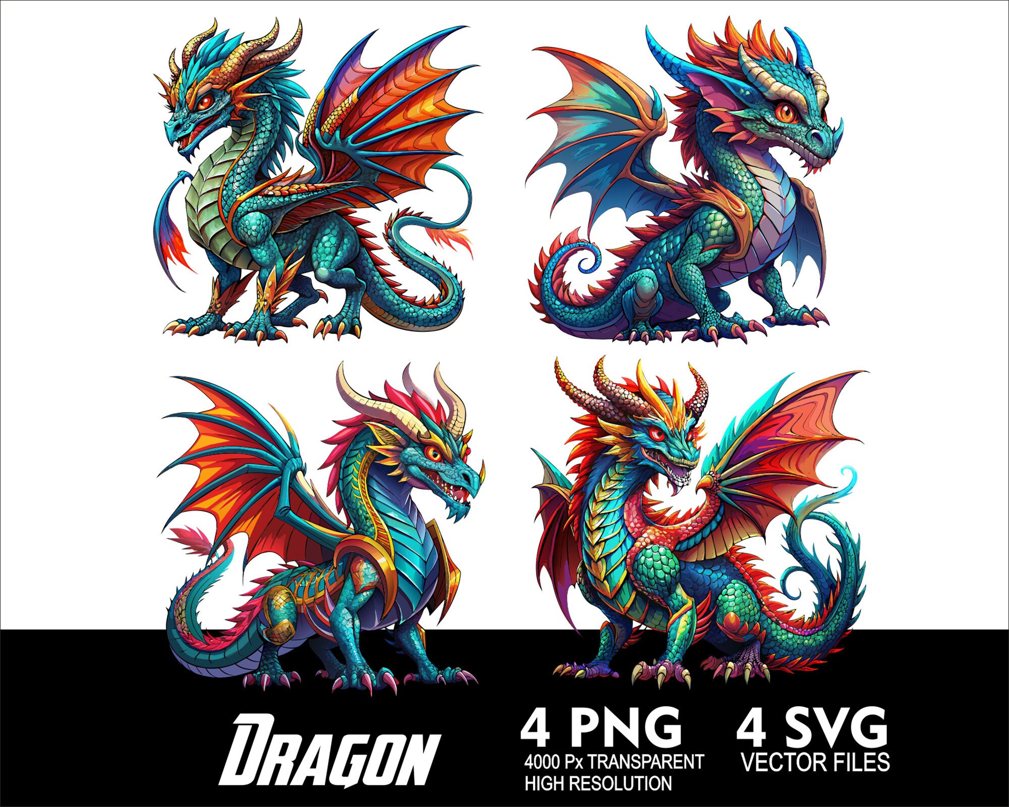 4 Design Dragon SVG PNG Dragon Sublimation and Vector Svg Png ...