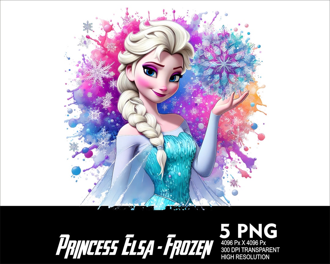 5 PNG Princess Elsa Splash and Watercolor Transparent PNG File for ...