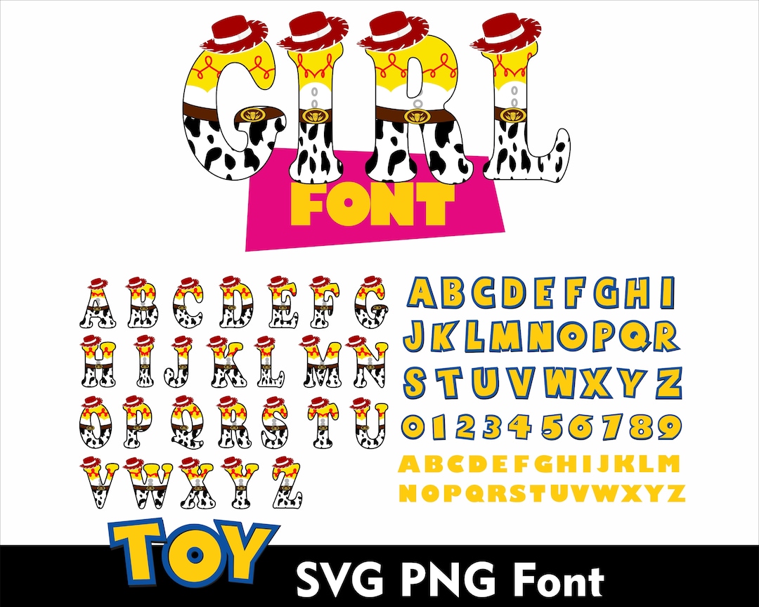 Toy Story Cowgirl Jessie Alphabet SVG PNG Doodle Alphabet Letter A-Z ...