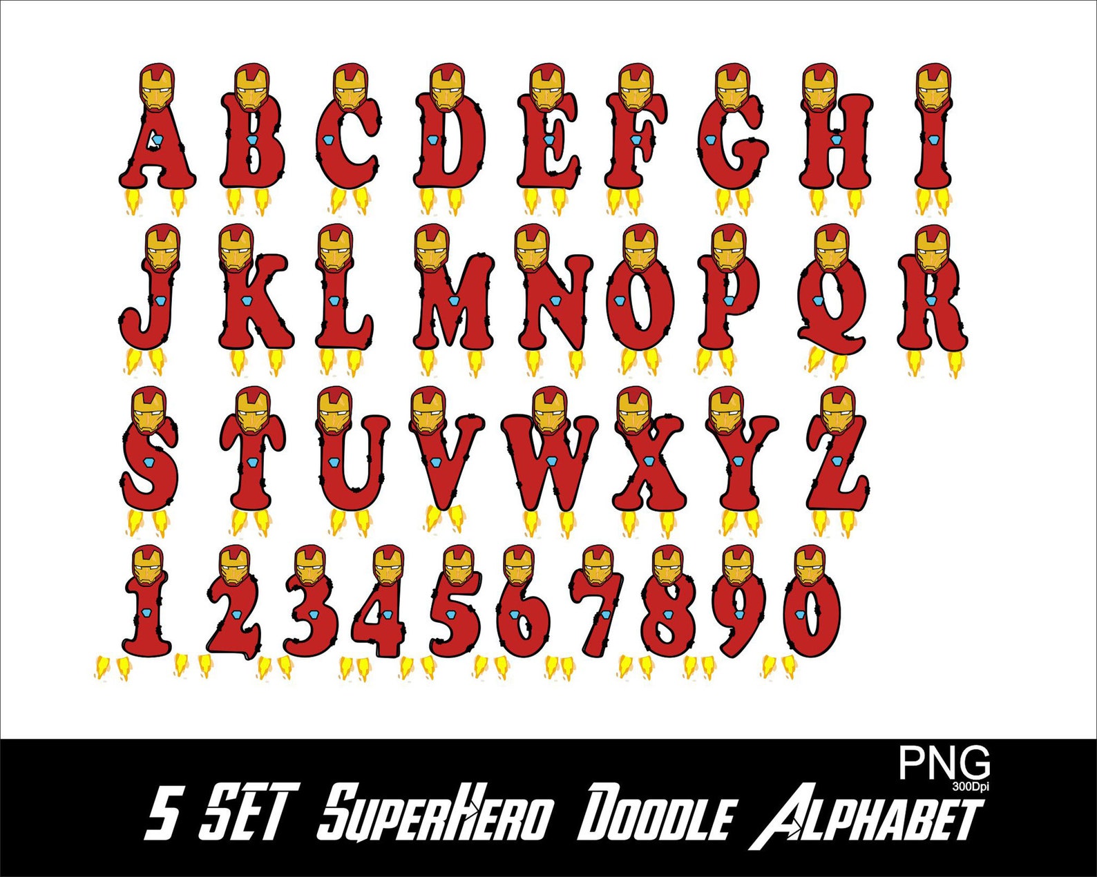 Super Hero Alphabet PNG Avanger Font Super Hero Letter Hero Doodle PNG ...
