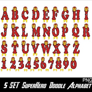 Super Hero Alphabet PNG Avanger Font Super Hero Letter Hero Doodle PNG ...