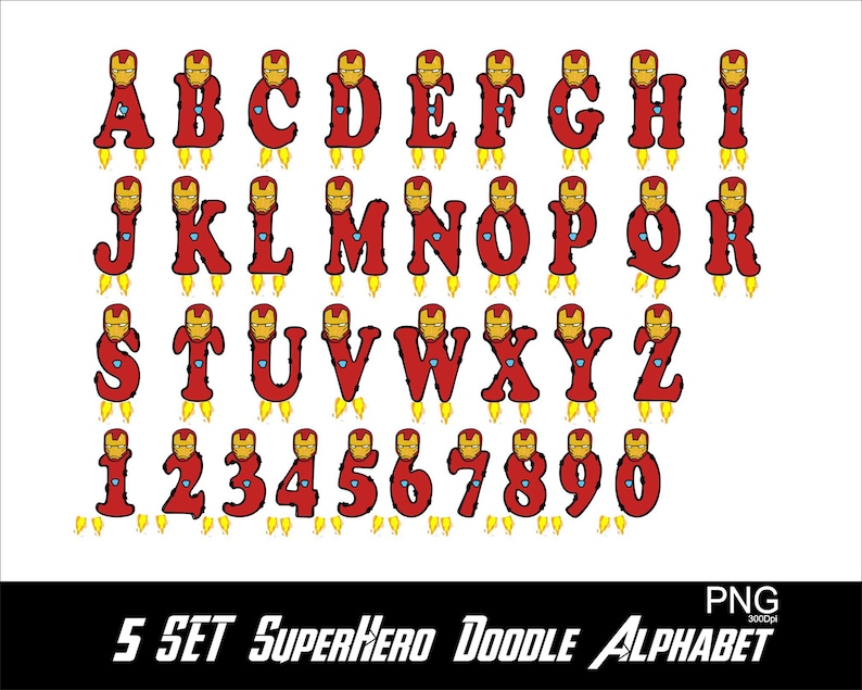 Super Hero Alphabet PNG Avanger Font Super Hero Letter Hero Doodle PNG ...