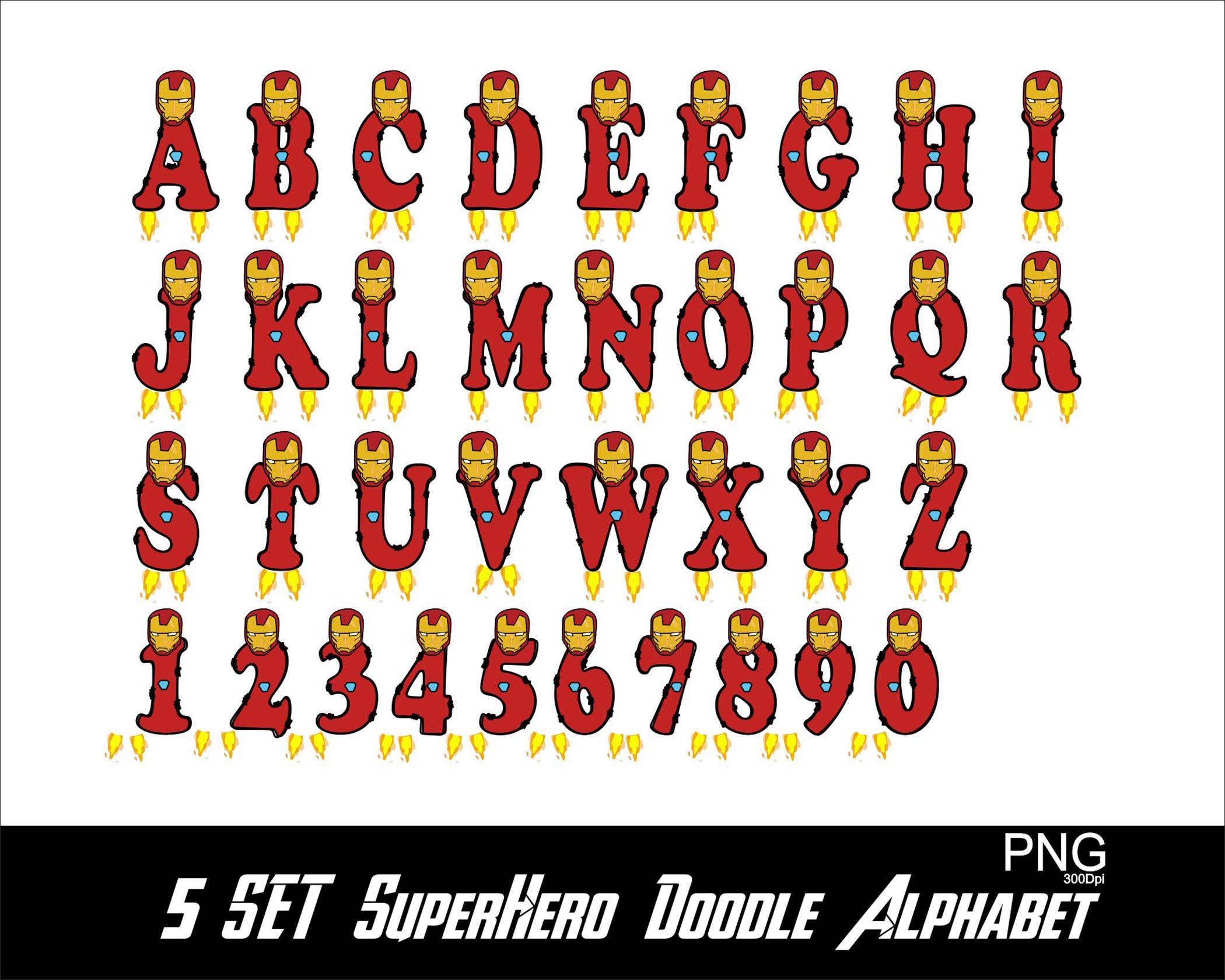Super Hero Alphabet PNG Avanger Font Super Hero Letter Hero Doodle PNG ...