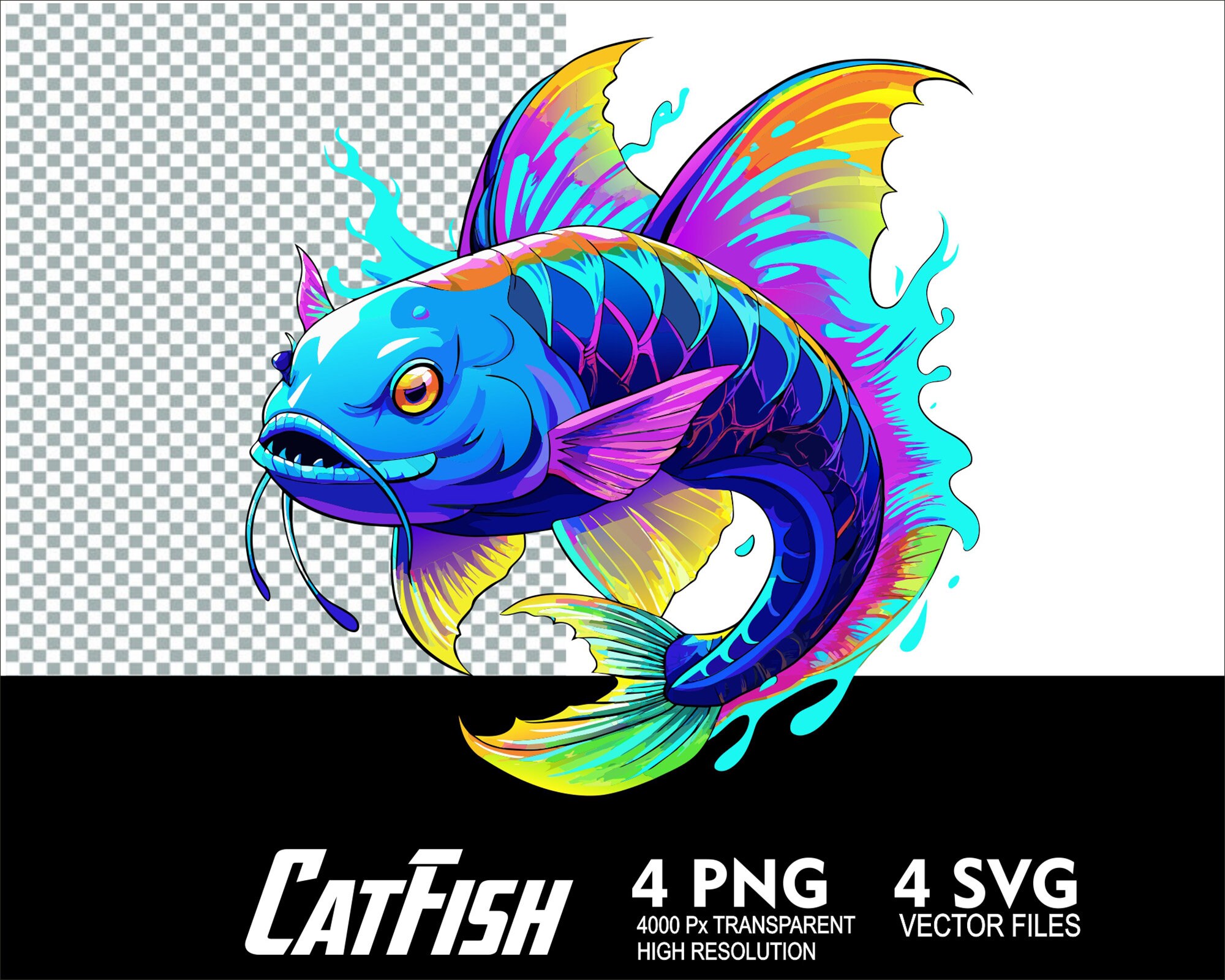 4 Design Catfish Blue SVG PNG Catfish Blue Sublimation and Vector Svg ...