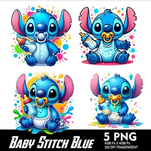 5 PNG Stitch Blue Splash and Watercolor Transparent PNG File for ...